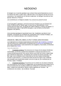 NEÓGENO El Neógeno es un periodo geológico - Apuntes de Geología - Docsity