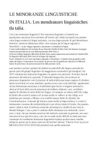 Le minoranze linguistiche in italia - Docsity