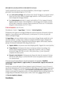 Decreto legge - Decreto legislativo - Schemi - Diritto pubblico - Docsity