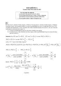 Examen resuelto 2013 - Exámenes de Estadística - Docsity