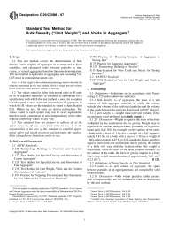 C29-Bulk Density (“Unit Weight”) and Voids in Aggregate - Bulk Density (“Unit Weight”) - Docsity