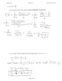 Analytic Geometry and Calculus 1 - Midterm Exam with Solution | MATH 1300 - Docsity