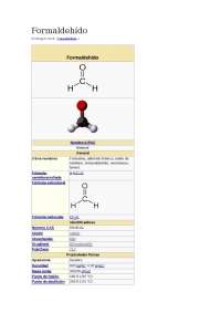 Formaldehido - Quimica - Apuntes de Comunicación Audiovisual - Docsity