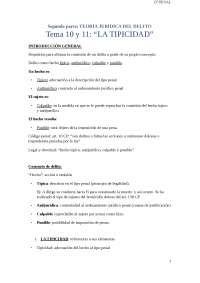 Esquema para la tipicidad - Esquemas y mapas conceptuales de Derecho Penal - Docsity