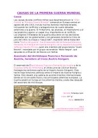 Causas de la primera guerra mundial porq y como se origino donde cuando ...
