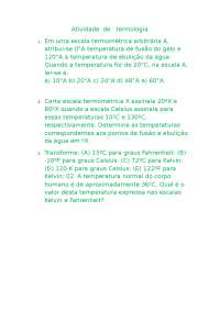 Física - Formulário - Termologia - FORMULAS DE TERMOLOGIA - Docsity