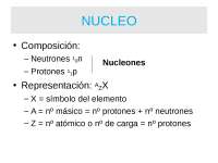 NUCLEO Composición, Representación - Apuntes de Química - Docsity