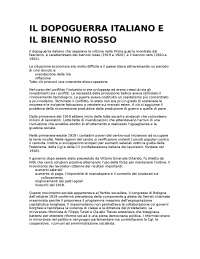 Riassunto biennio rosso - Docsity