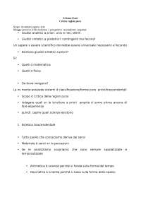Schema kant critica della ragion pura - Docsity
