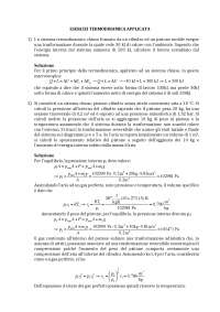 Esercizi termodinamica - Docsity