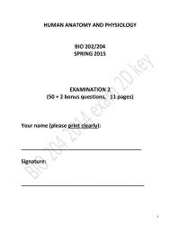 Exam 2 with Solution - Human Anatomy And Physiology - Spring 2015 ...