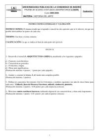 Exámenes de historia del arte selectividad Madrid 2005 - Docsity