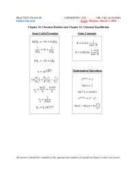 Practice Exam 2B with Answer Key - General Chemistry | CHEM 1202 - Docsity