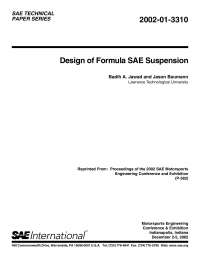 2002 01 3310 design of formula sae suspension - Docsity