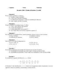 Esercizi Statistica descrittiva e calcolo probabilistico | Prove d'esame di Statistica | Docsity
