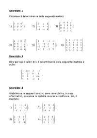 Esercizi matrici - determinanti - Docsity