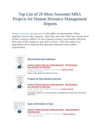 Top list of 20 most awesome mba projects for human resource management ...