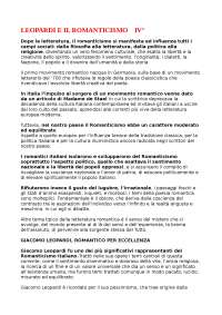 Leopardi e il romanticismo - Docsity