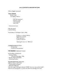 Unit 1: Contexts and definitions - Apuntes de Idioma Inglés - Docsity