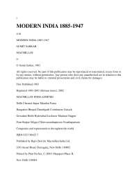 Modern India 1885-1947 | Study notes History | Docsity
