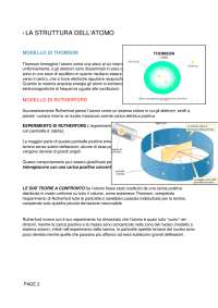 La struttura dell'atomo secondo Thomson e Rutherford - Docsity