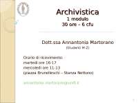 Presentazione elementi di archivistica Generale in power point - Docsity
