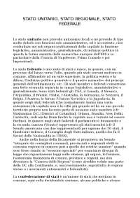 Stato unitario,Stato federale, Stato regionale - Docsity