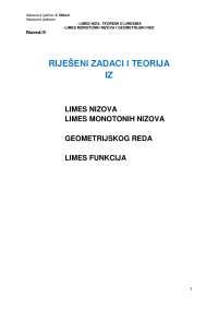 Limes niza limes monotonih geometrijski red limes funkcija.pdf | Rezime ...