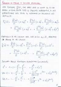 Sviluppi di taylor di funzioni elementari tavole - Docsity