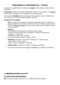 Fondamenti di informatica - teoria - Docsity