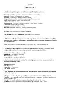 PRACTICAS Tema 5 de Morfologia - Ejercicios de Lingüística | Docsity