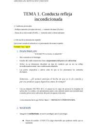 TEMA 1. Conducta refleja incondicionada 1. Conductas provocadas ...