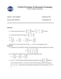 Linear Algebra exercises - Docsity