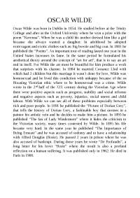 Short Test about Oscar Wilde - Docsity