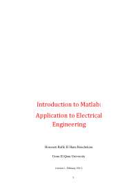 Introduction to matlab application to electrical engineering - introduction to matlab - Docsity