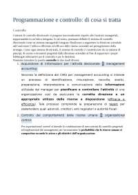 Programmazione e controllo - dispensa - Docsity