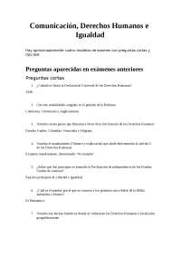 Preguntas de Examen - Exámenes de Derechos Humanos | Docsity