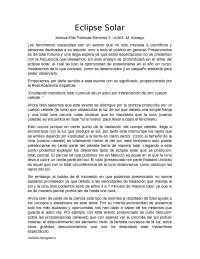 Ensayo eclipse solar - Monografías, Ensayos de Física - Docsity