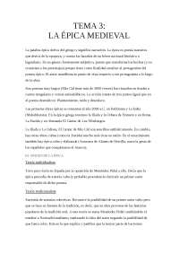La Épica medieval - Apuntes de Literatura Española - Docsity