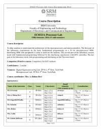 Micro-Processor Lab Description - Docsity