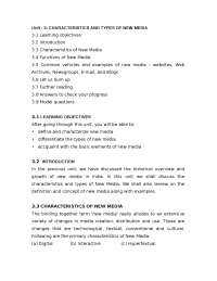CHARACTERISTICS AND TYPES OF NEW MEDIA | Study notes Mass Communication ...