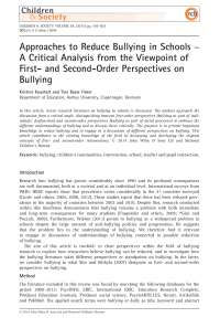 Approaches to Reduce Bullying in Schools - Docsity