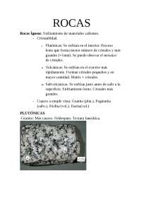 Tipos de Rocas. Geología práctica. - Ejercicios de Geología - Docsity
