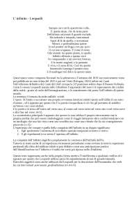 ANALISI DEL TESTO INFINITO LEOPARDI - Docsity