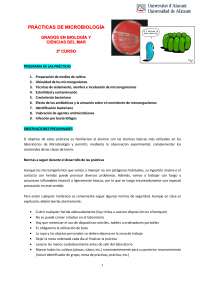 Prácticas de microbiología (Grado Biología) curso 2017-2018 - Ejercicios de Microbiología - Docsity