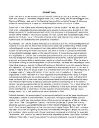 Stuart Hall cultural studies and its theorerical legacies - Docsity