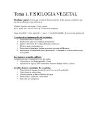 Fisio vegetal TEMA 1 - Apuntes de Fisiología de las Plantas - Docsity