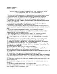 Review Questions about Modern Culture - History of Western Civilization ...