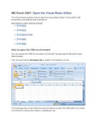 Visual Basic Application in MS Excel - Docsity