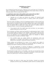 Practica tema 5 conductismo - Ejercicios de Psicología | Docsity